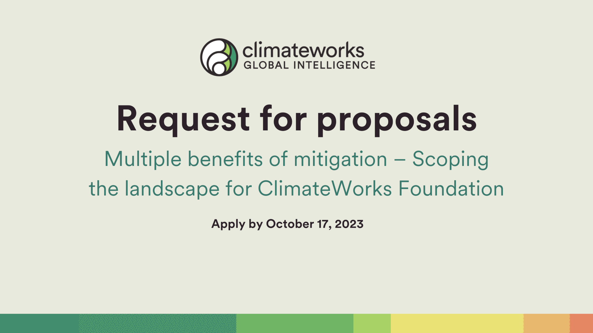 Request for proposals: Multiple benefits of mitigation - ClimateWorks ...